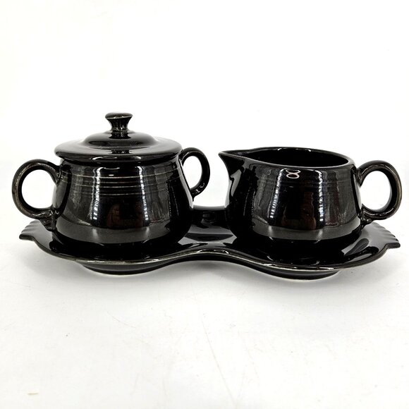 Fiesta Ware | Kitchen | Fiestaware Fiesta Black Sugar Cream Tray Figure ...